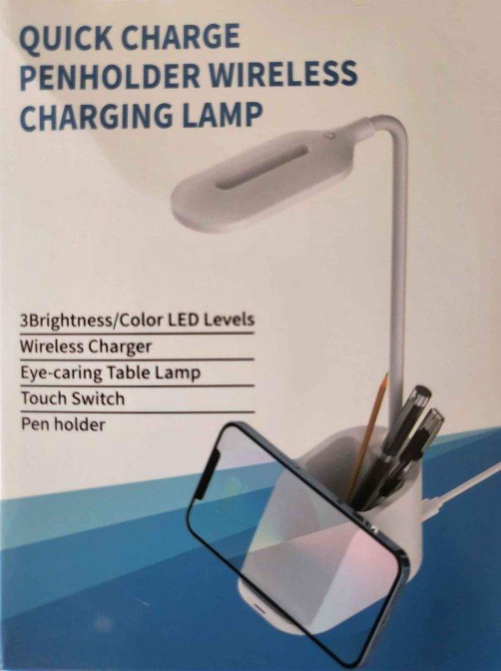 3-in-1 Modern style LED desk lamp Pen holder Mobile wireless charging ...